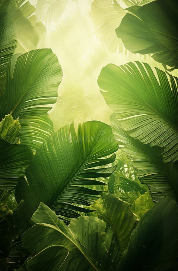 Dreamy Tropical Landscape, Banner with Greenery and Copy Space for Your ...