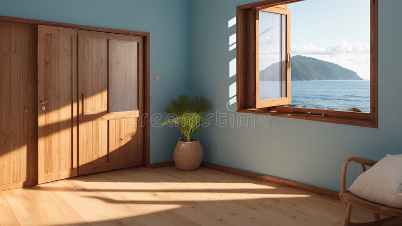A Dreamy View of a Room with a Door and a Window AI Generative Stock ...