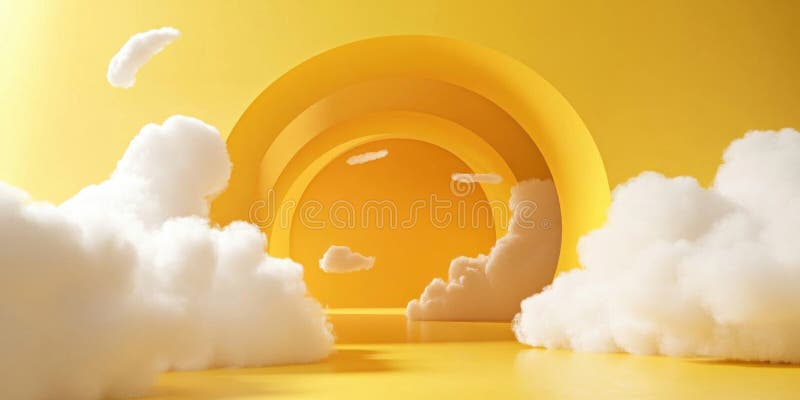 Dreamy Yellow Arches and Clouds Create a Whimsical Space, Light and ...