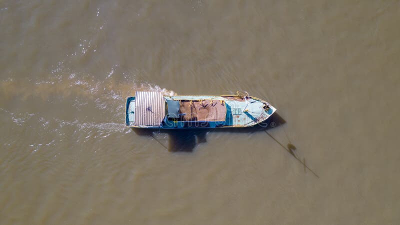 Dredge Barge, Removing River Sand. Top View Stock Image - Image of ...