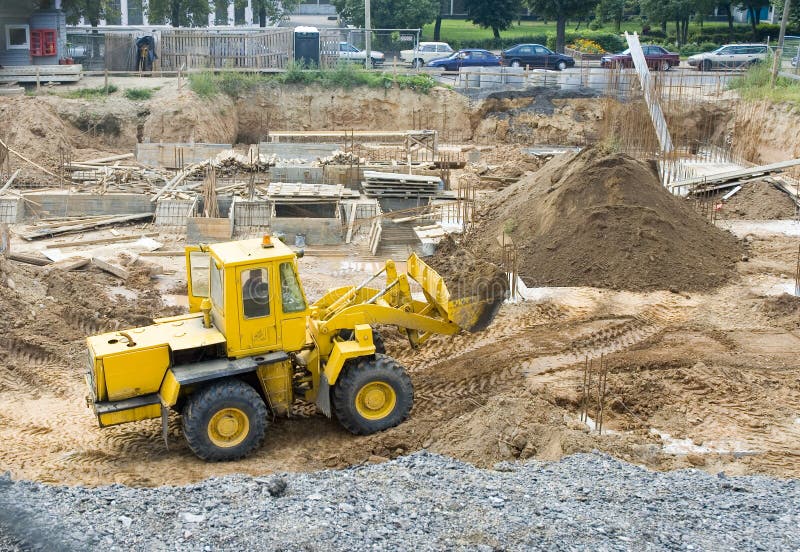 Construction: Excavating Dirt Stock Image - Image of foundations ...