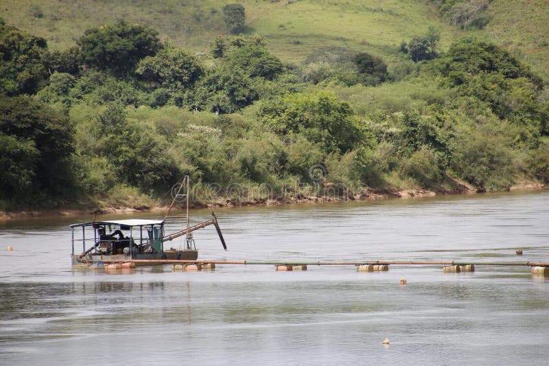Dredge Extracting Sand River Stock Image - Image of extract, river ...