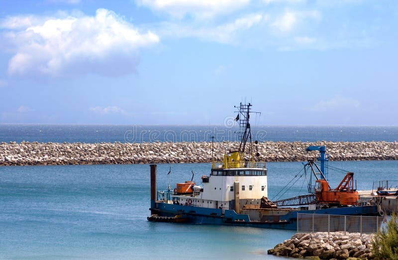 Dredge at the Harbor stock image. Image of bridge, industrial - 5214677