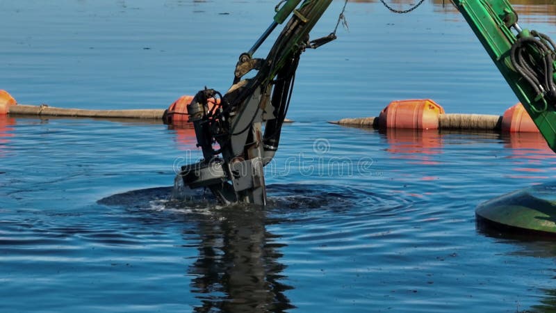 Dredge Head Moves Out of Bottom after Dredging Operation Stock Footage ...