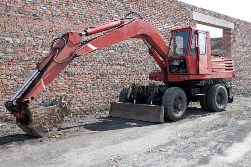 Dredge on wheels. stock image. Image of machinery, hydraulic - 14516793