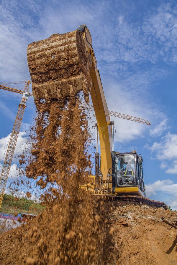 Dredger Moving Ground with Blue Sky Stock Image - Image of ground ...