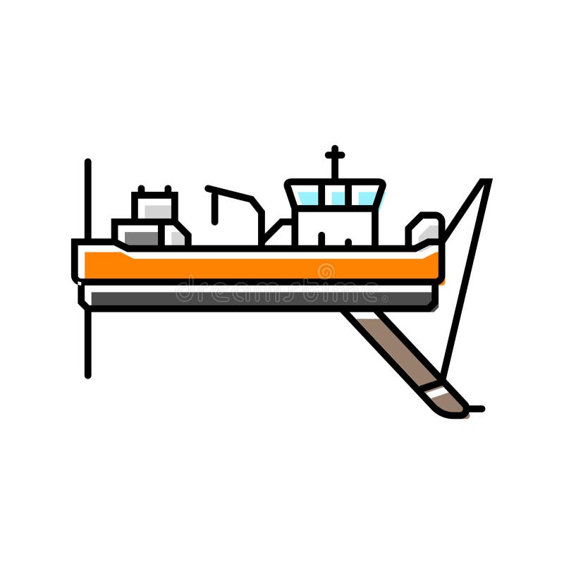 Dredger Ship Color Icon Vector Illustration Stock Vector - Illustration ...