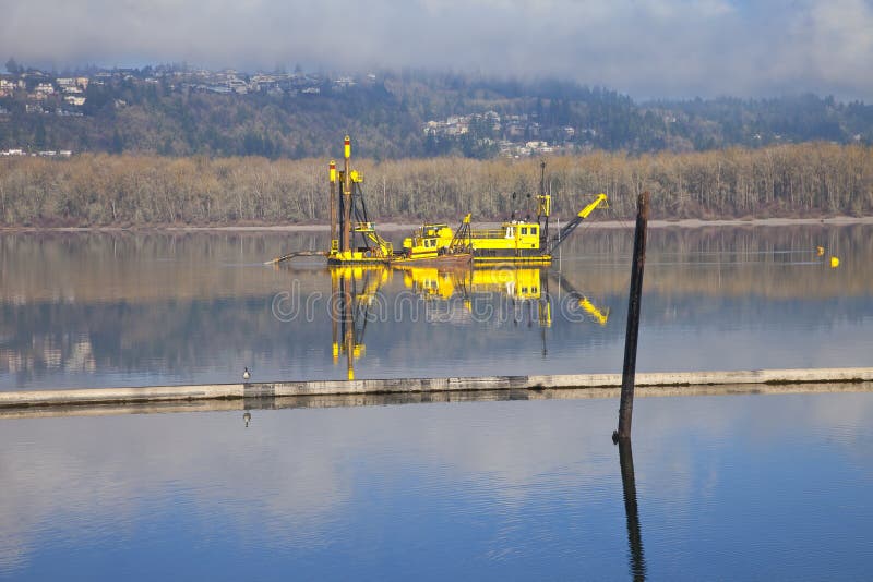 Dredging Boats in the Columbia River. Stock Photo - Image of sand ...