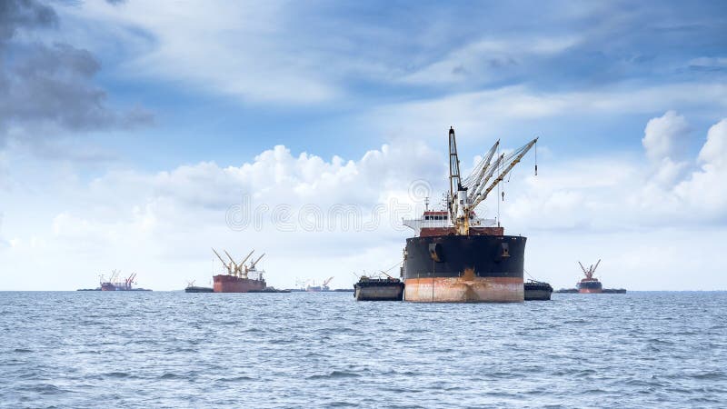 A Dredging Ship Floats in the Sea Stock Photo - Image of dredger, water ...
