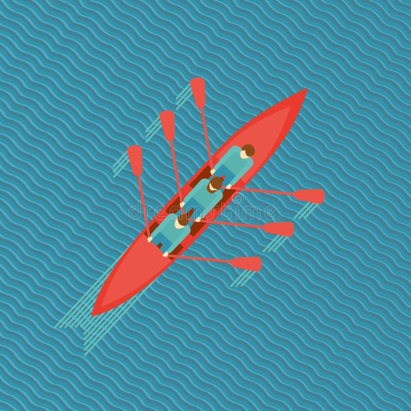 Drei Ruderer in einem Boot vektor abbildung. Illustration von ...