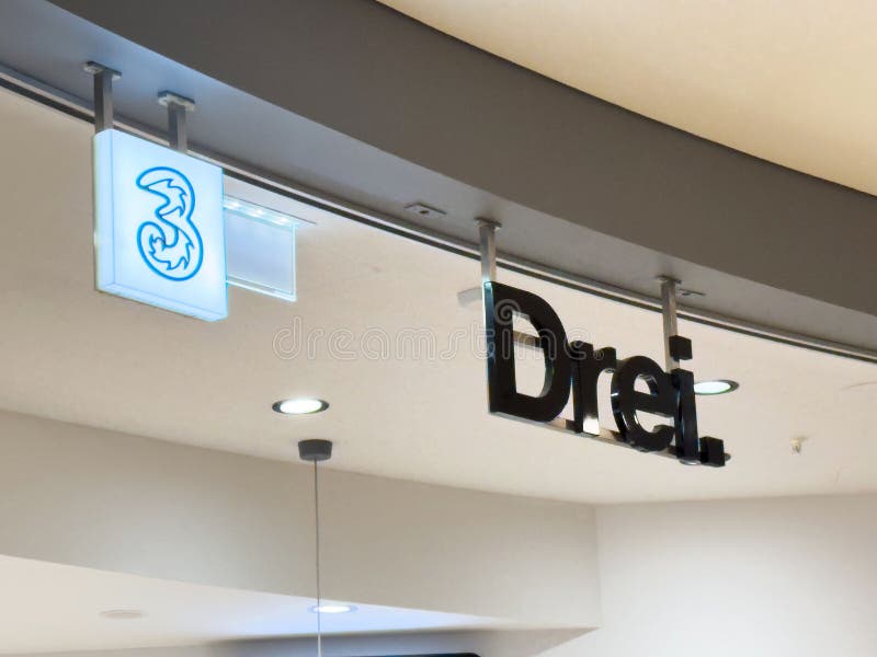 Drei Storefront Sign with Logo in Modern Shopping Mall Interior ...