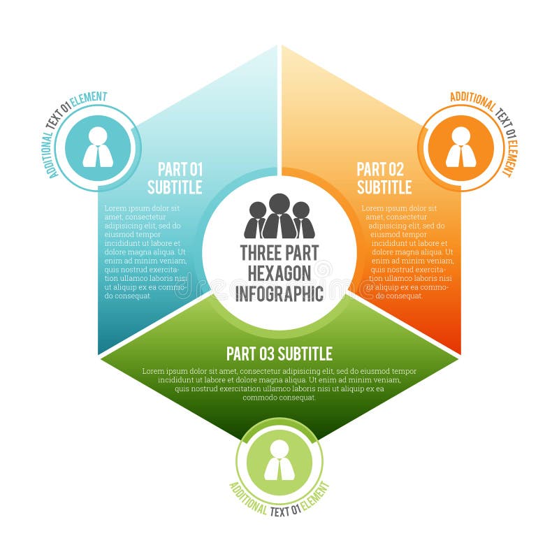 Drei Teil-Hexagon Infographic Vektor Abbildung - Illustration von ...