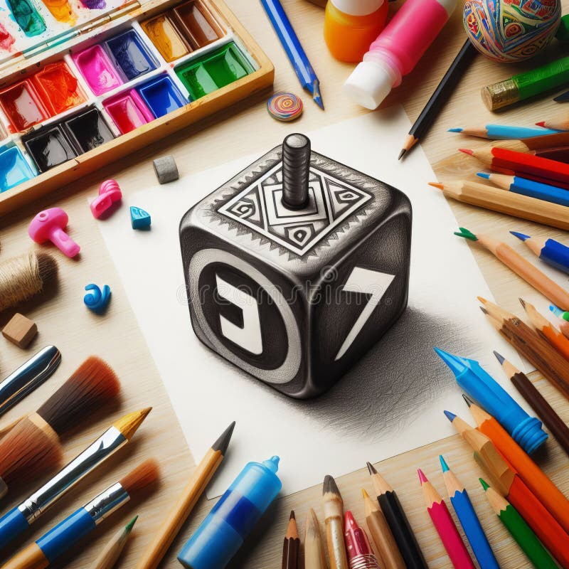 Dreidel Drawing a Drawing of a Dreidel Created Using Various Art Stock ...