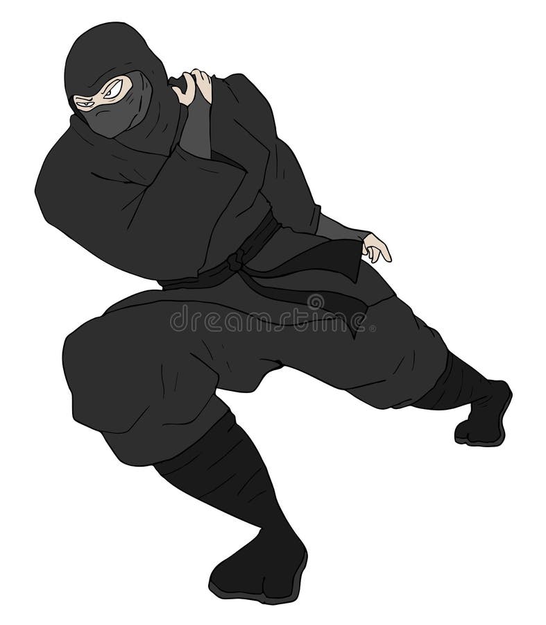 Ninja negro cansado stock de ilustración. Ilustración de marioneta ...