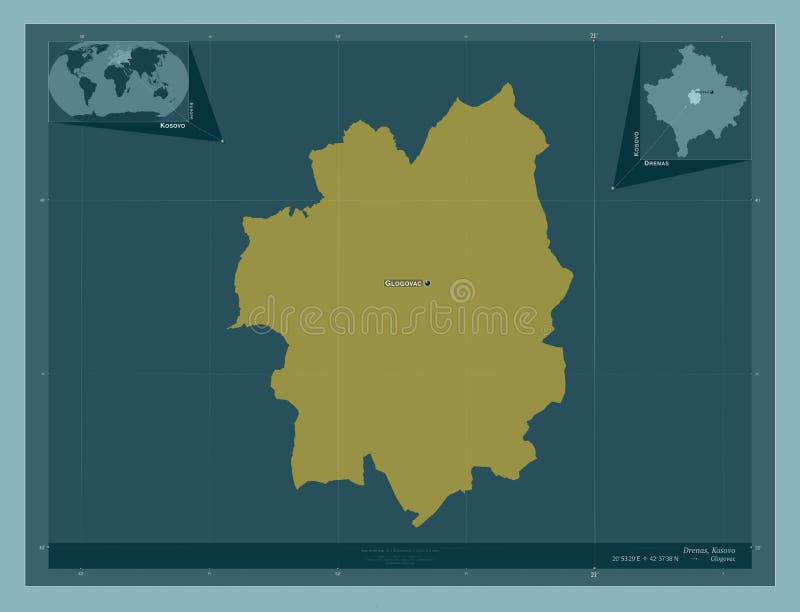 Drenas, Kosovo. Solid. Labelled Points of Cities Stock Illustration ...