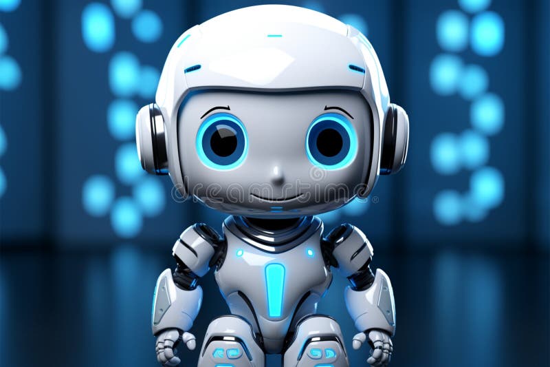 3Drendered Adorable Robot, AI Chat Bot, White System Design Stock ...