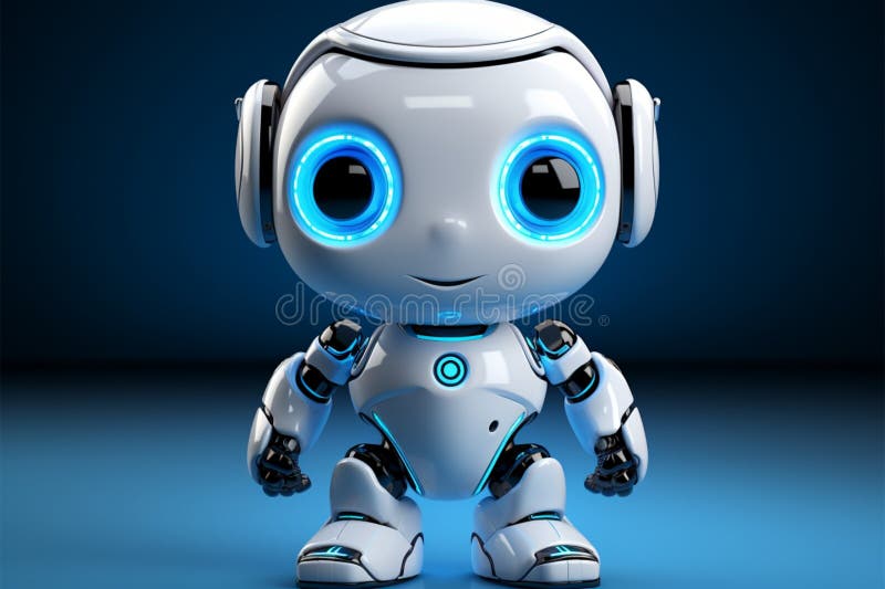3Drendered Adorable Robot, AI Chat Bot, White System Design Stock ...