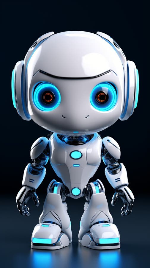 3Drendered Adorable Robot, AI Chat Bot, White System Design Stock ...