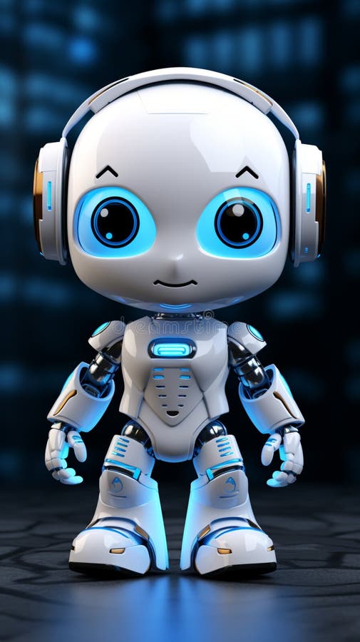 3Drendered Adorable Robot, AI Chat Bot, White System Design Stock ...