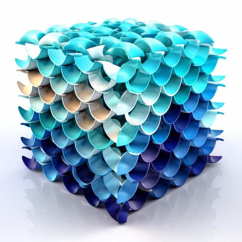 3Drendered Fish Scale Cube Isolated on a White Background, Ai Generated ...