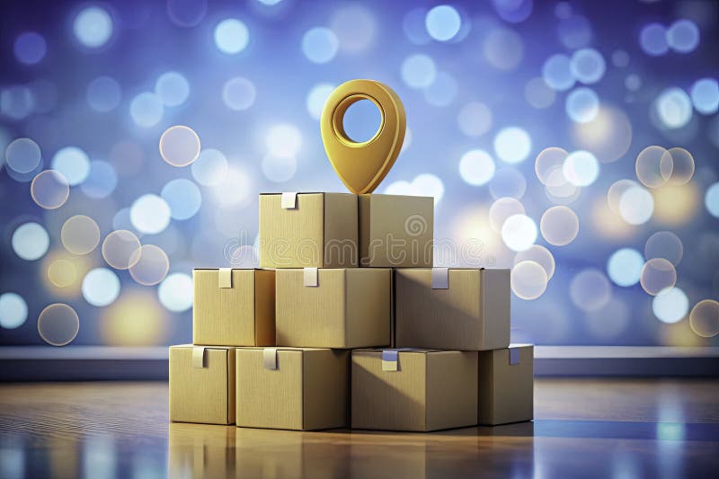 3DRendered Shipping Boxes Navigate a BokehEffect Background Visualizing ...