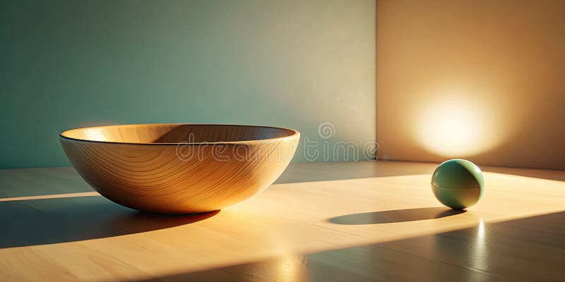 A 3DRendered Sphere in a Minimalist Bowl Elegant Geometric Abstraction ...