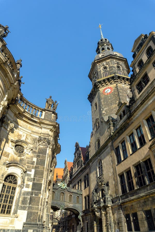 Dresden Cathedral in Germany Stock Image - Image of clock, landmark ...