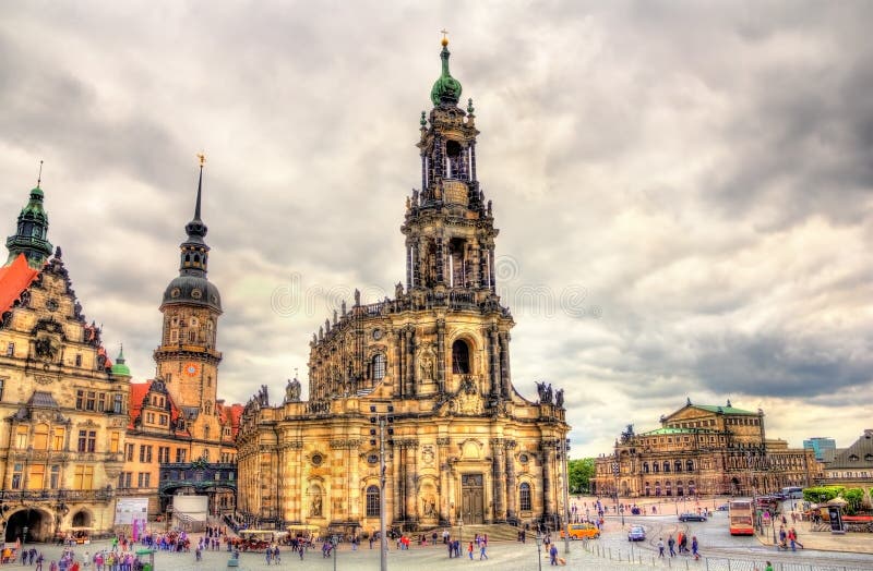 Dresden Cathedral of the Holy Trinity Stock Image - Image of city ...