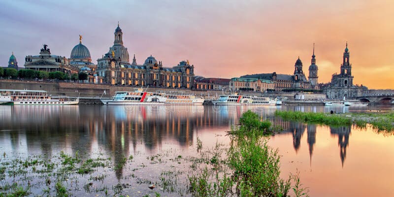 Dresden, Germany Above the Elbe River Stock Image - Image of bridge ...