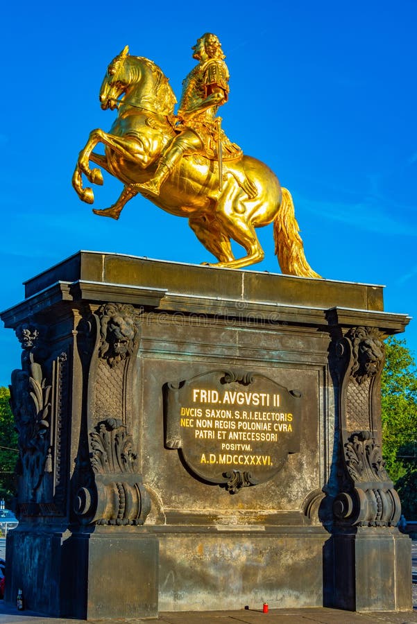 Dresden, Germany, August 6, 2022: Goldene Reiter Statue in Germa ...