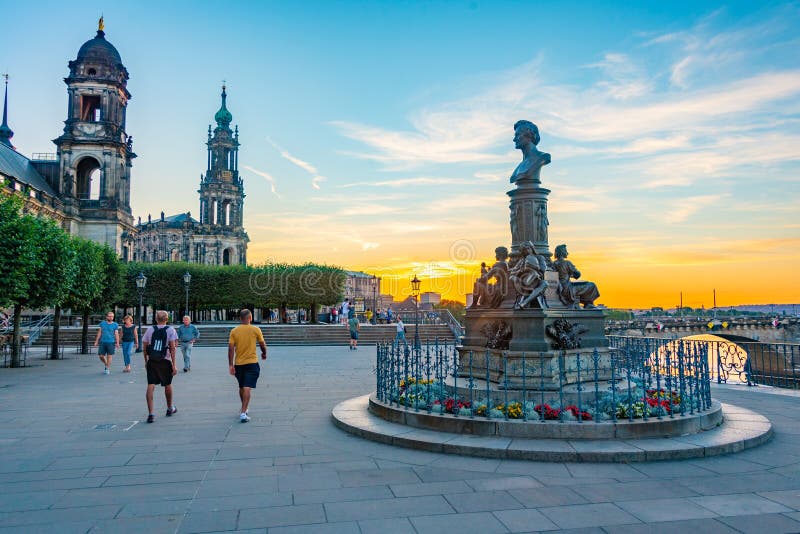 Dresden, Germany, August 7, 2022: Sunset View of Bruhlsche Terra ...
