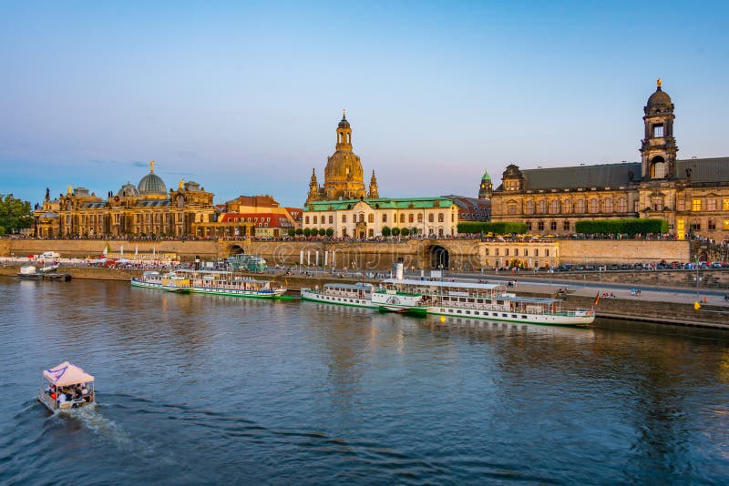 Dresden, Germany, August 6, 2022: Sunset View of Cityscape of Th ...