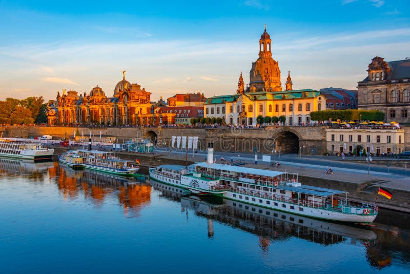 Dresden, Germany, August 7, 2022: Sunset View of Cityscape of Th ...