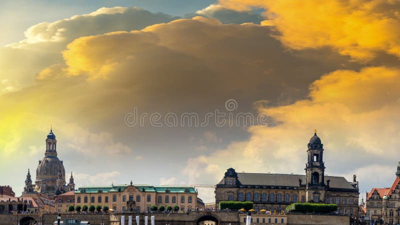 Dresden, Germany. Beautiful Panoramic View at Sunset Stock Photo ...