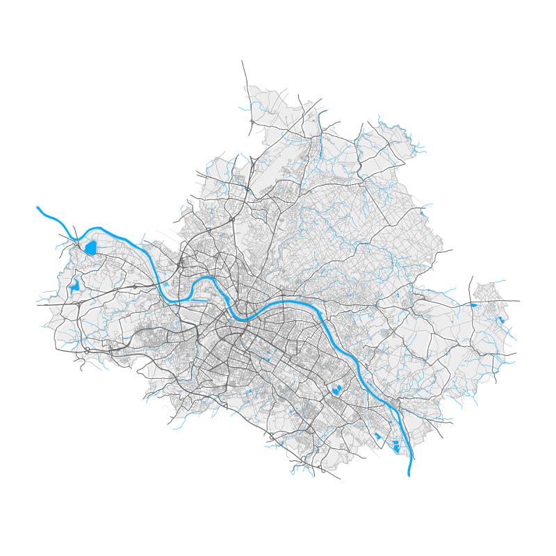 Dresden, Germany Black and White High Resolution Vector Map Stock ...