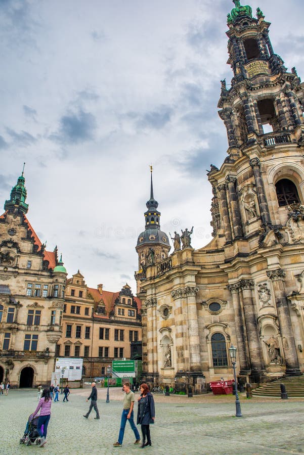DRESDEN, GERMANY - JULY 14, 2016: Scenic View of Central Square in ...