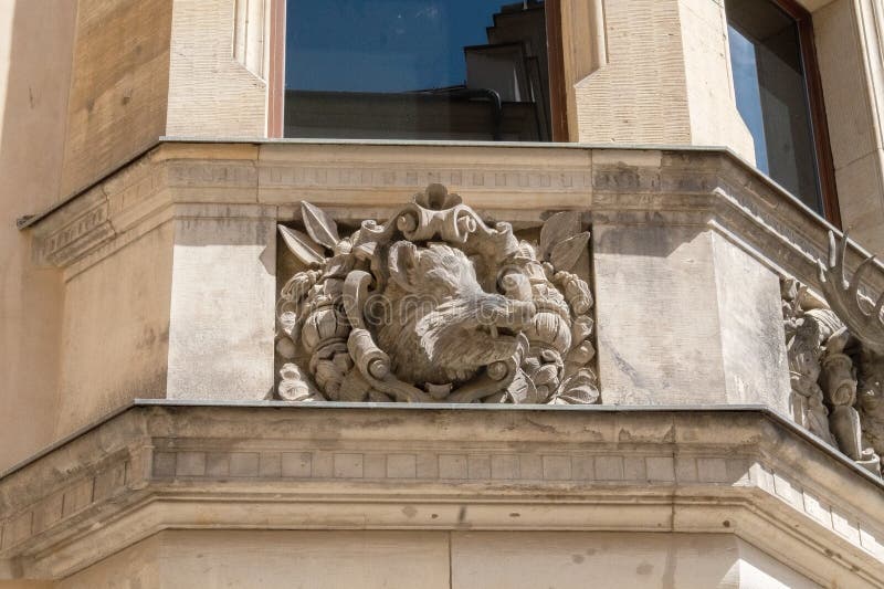 Dresden. Germany. 10 05 2025 Stone Boar Mascaron on a Building ...