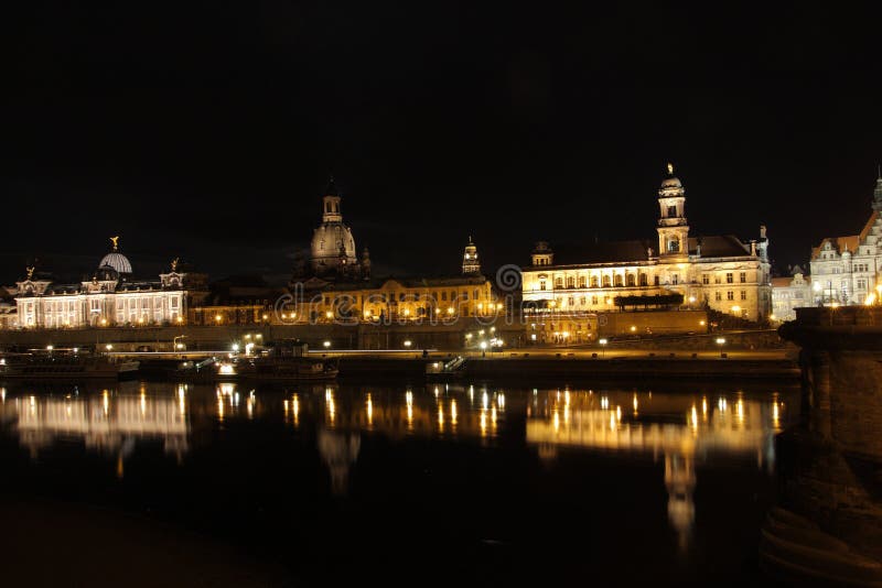 Dresden at night stock photo. Image of elbe, european - 12853600