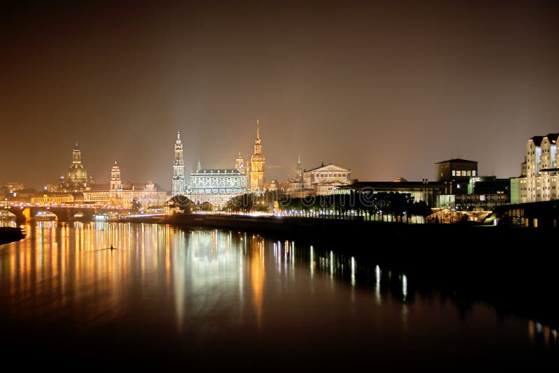Dresden at Night stock image. Image of lamps, bridge - 15905259