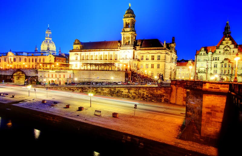 Dresden by night stock image. Image of light, evening - 24392037