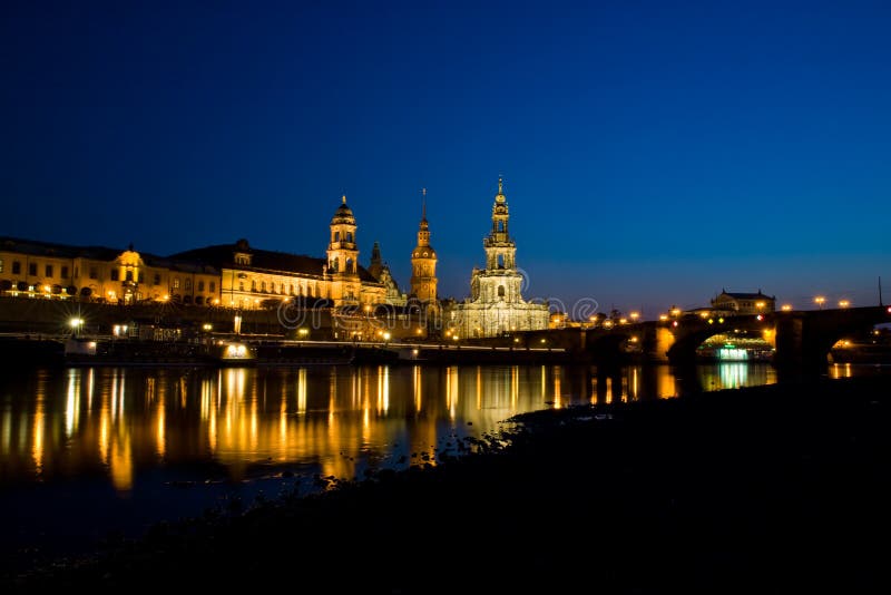 Dresden at night stock photo. Image of semper, cities - 7501092