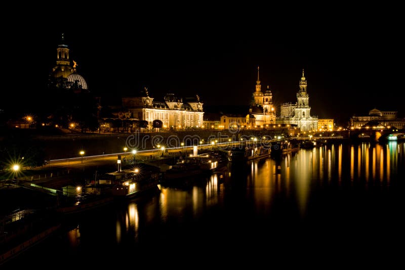 Dresden at night stock image. Image of house, architecture - 7501243
