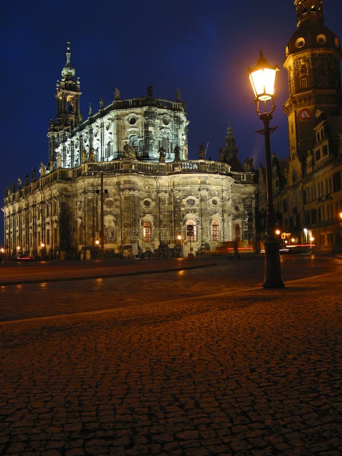 Dresden at night, Germany stock image. Image of kreuzkirche - 132825