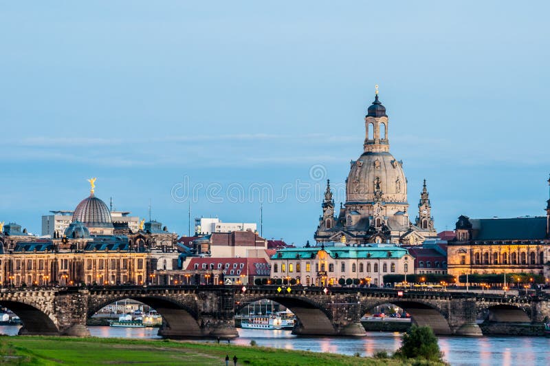 Dresden at night stock photo. Image of city, evening - 49386486