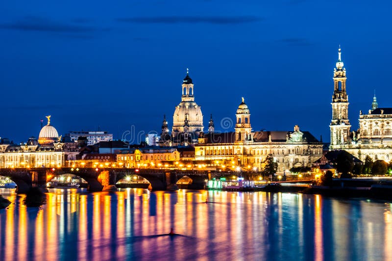 Dresden at night stock photo. Image of town, river, landmark - 49386844