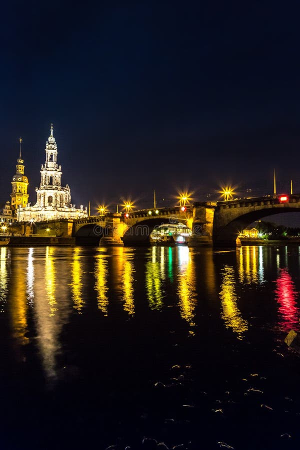 Dresden in night stock image. Image of european, moonlight - 189697929
