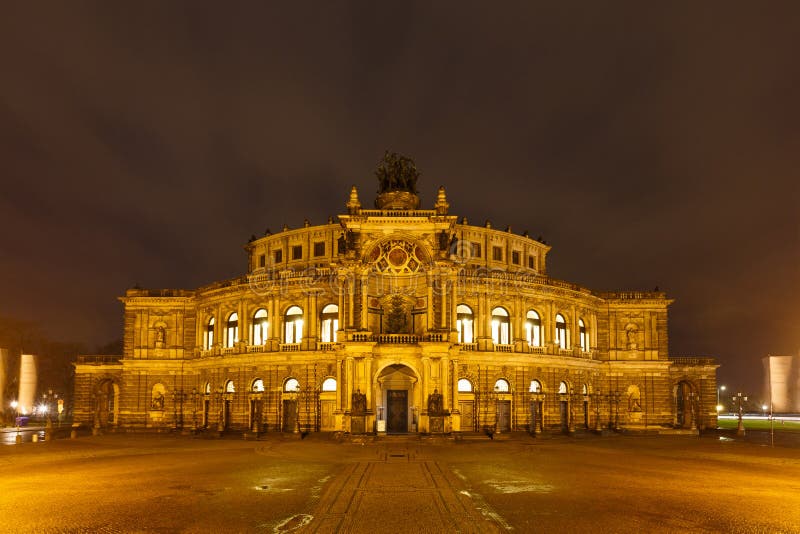 Dresden Opera Theatre at Night Stock Image - Image of illumination ...