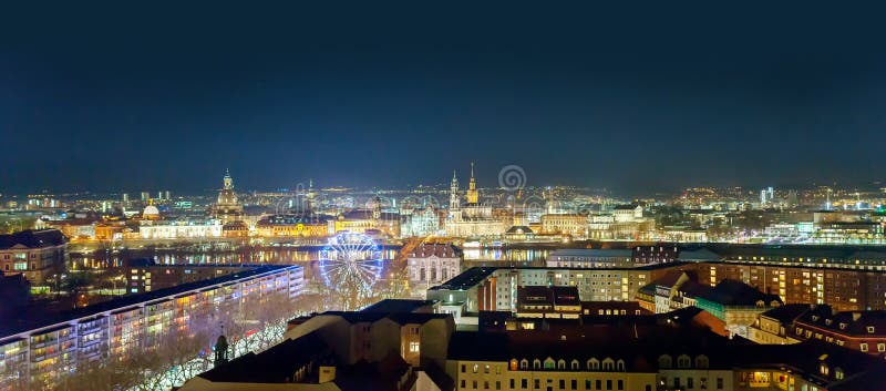Night View of Dresden, Germany, December 2017 Stock Image - Image of ...