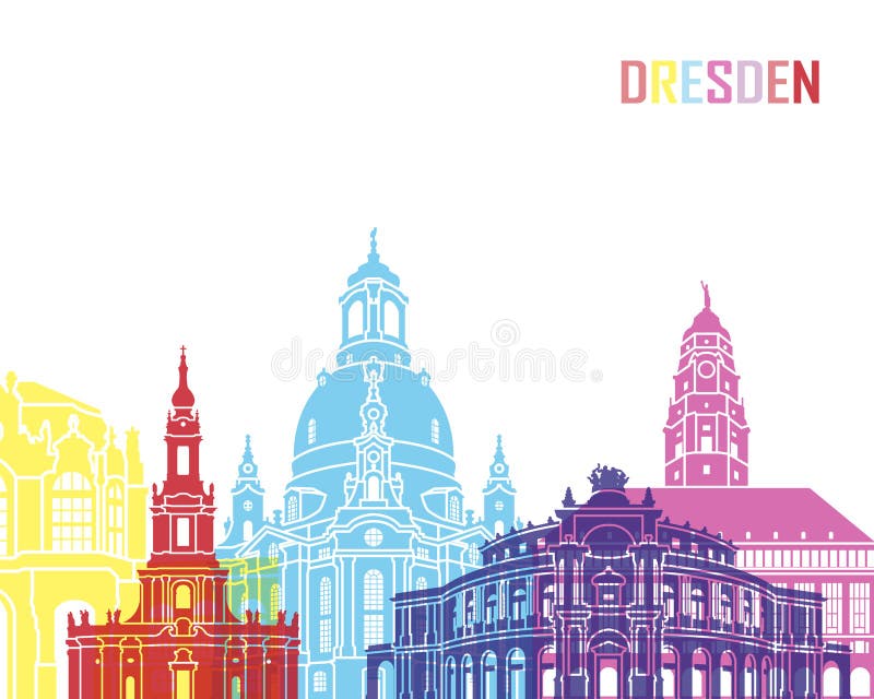 Dresden Skyline in Watercolor Stock Illustration - Illustration of ...