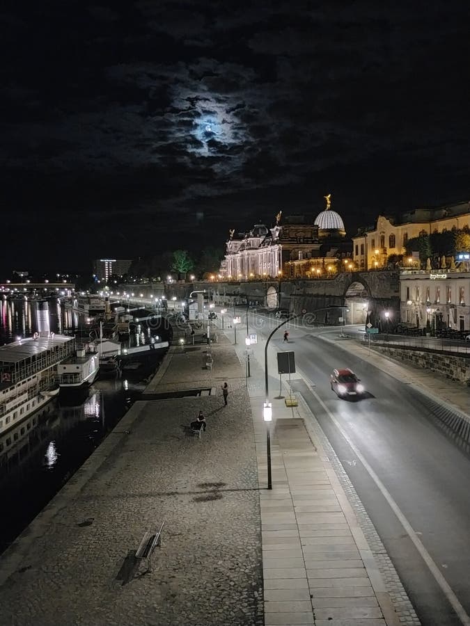 Dresden View of City by Night Editorial Photo - Image of city, lighting ...